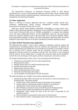 DEVELOPMENT, CONFIGURATION AND IMPLEMENTATION OPEN SOURCE ERP IN MANUFACTURING MODUL WITH ...