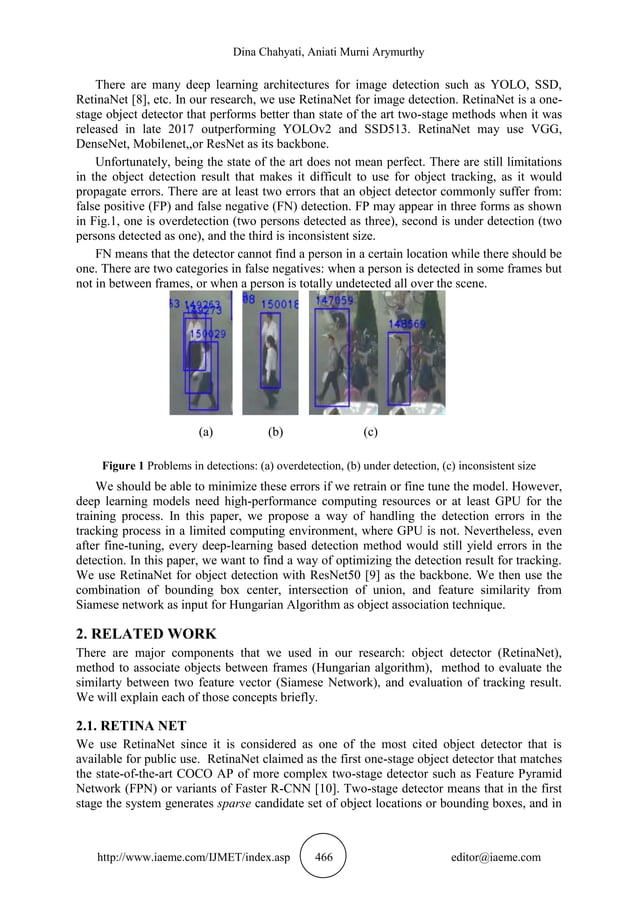 Multiple Human Tracking Using Retinanet Features Siamese Neural