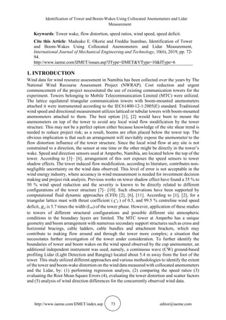 IDENTIFICATION OF TOWER AND BOOM-WAKES USING COLLOCATED ANEMOMETERS AND ...