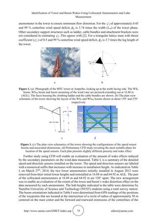 IDENTIFICATION OF TOWER AND BOOM-WAKES USING COLLOCATED ANEMOMETERS AND ...