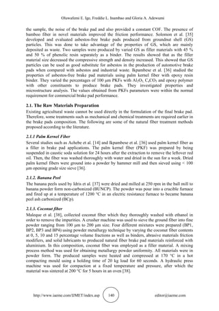 EFFECTS OF FIBER, FILLERS AND BINDERS ON AUTOMOBILE BRAKE PAD ...
