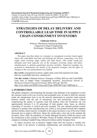 STRATEGIES OF DELAY DELIVERY AND CONTROLLABLE LEAD TIME IN SUPPLY CHAIN ...