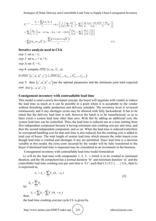 STRATEGIES OF DELAY DELIVERY AND CONTROLLABLE LEAD TIME IN SUPPLY CHAIN ...