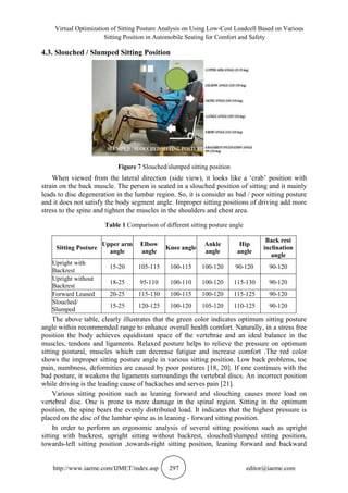 VIRTUAL OPTIMIZATION OF SITTING POSTURE ANALYSIS ON USING LOW-COST ...