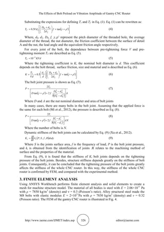 THE EFFECTS OF BOLT PRELOAD ON VIBRATION AMPLITUDE OF GANTRY CNC ROUTER | PDF