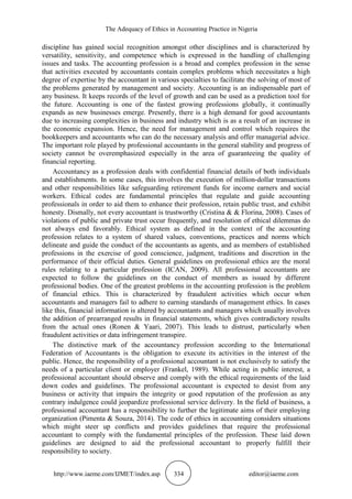 THE ADEQUACY OF ETHICS IN ACCOUNTING PRACTICE IN NIGERIA | PDF