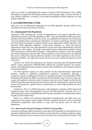 A REVIEW OF PARTICLE SWARM OPTIMIZATION (PSO) ALGORITHM | PDF