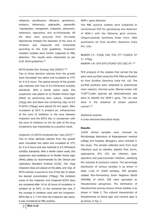 NDM-1 gene detection from Metallobeta lactamase (MBL) producing ...