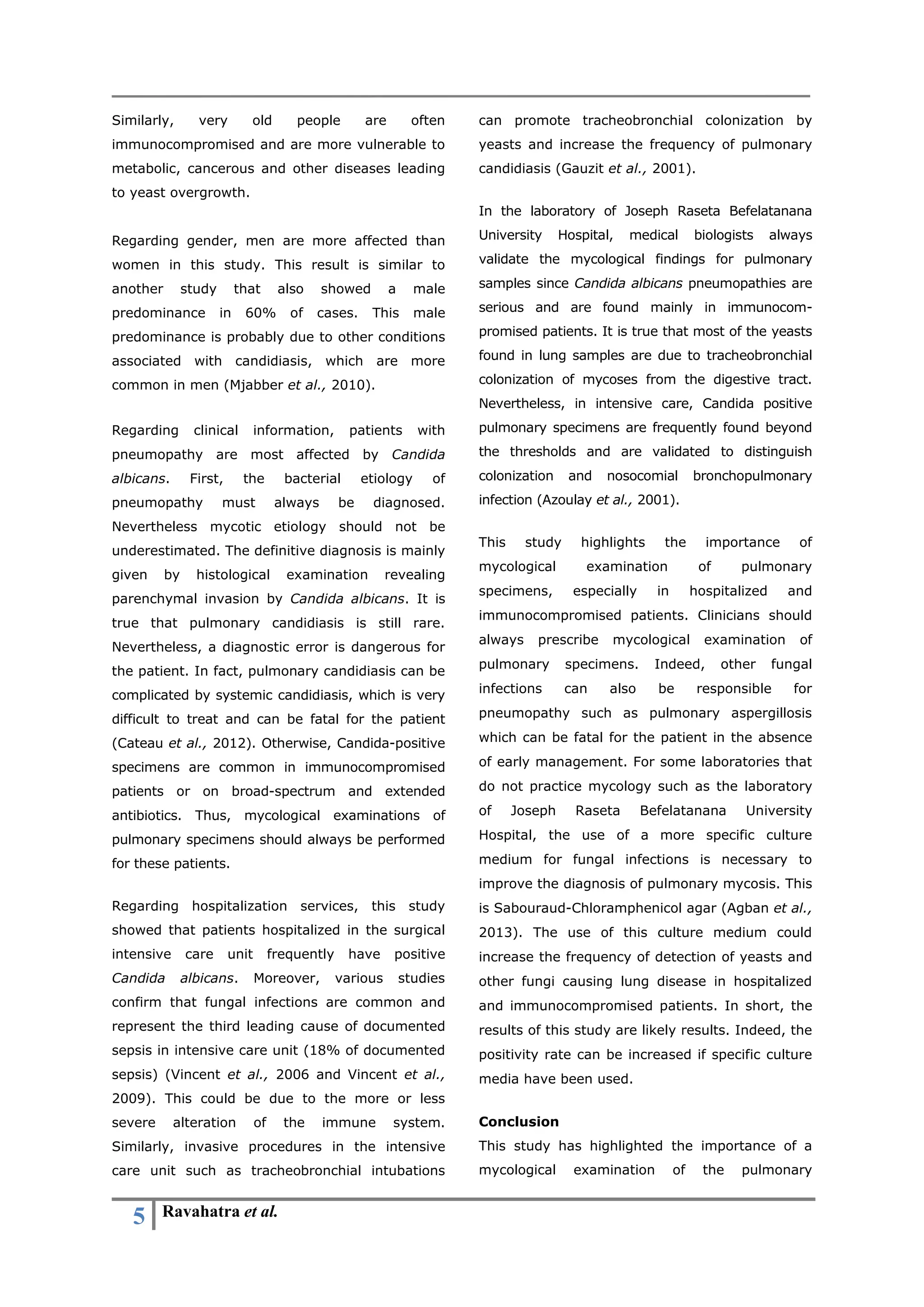 Pulmonary candidiasis in immunocompromised patients seen at ...