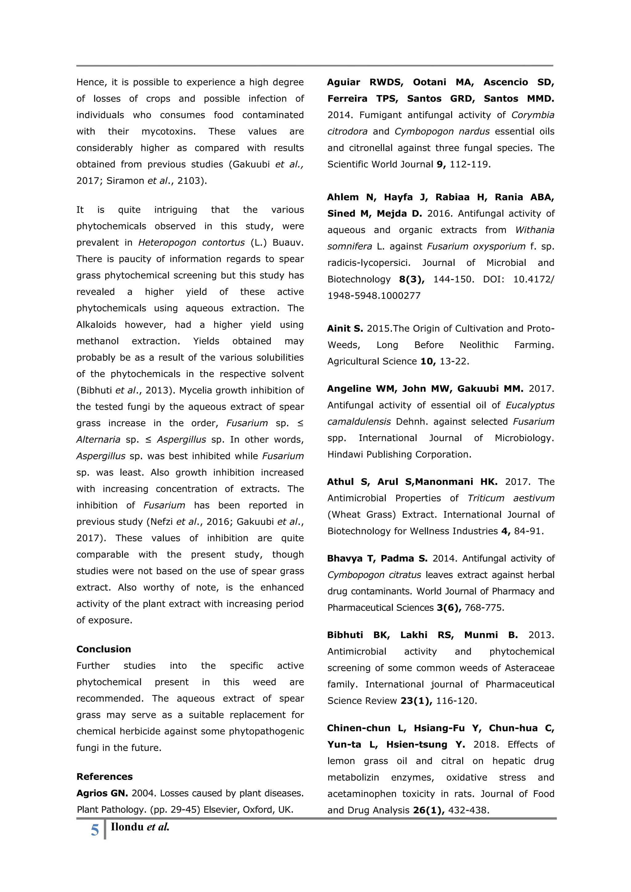 Inhibition of some phytopathogenic fungi by spear grass Heteropogon ...