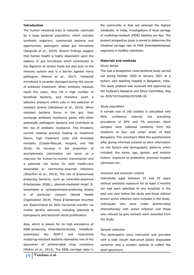 Intestinal colonization with multidrug-resistant enterobacteriaceae in ...