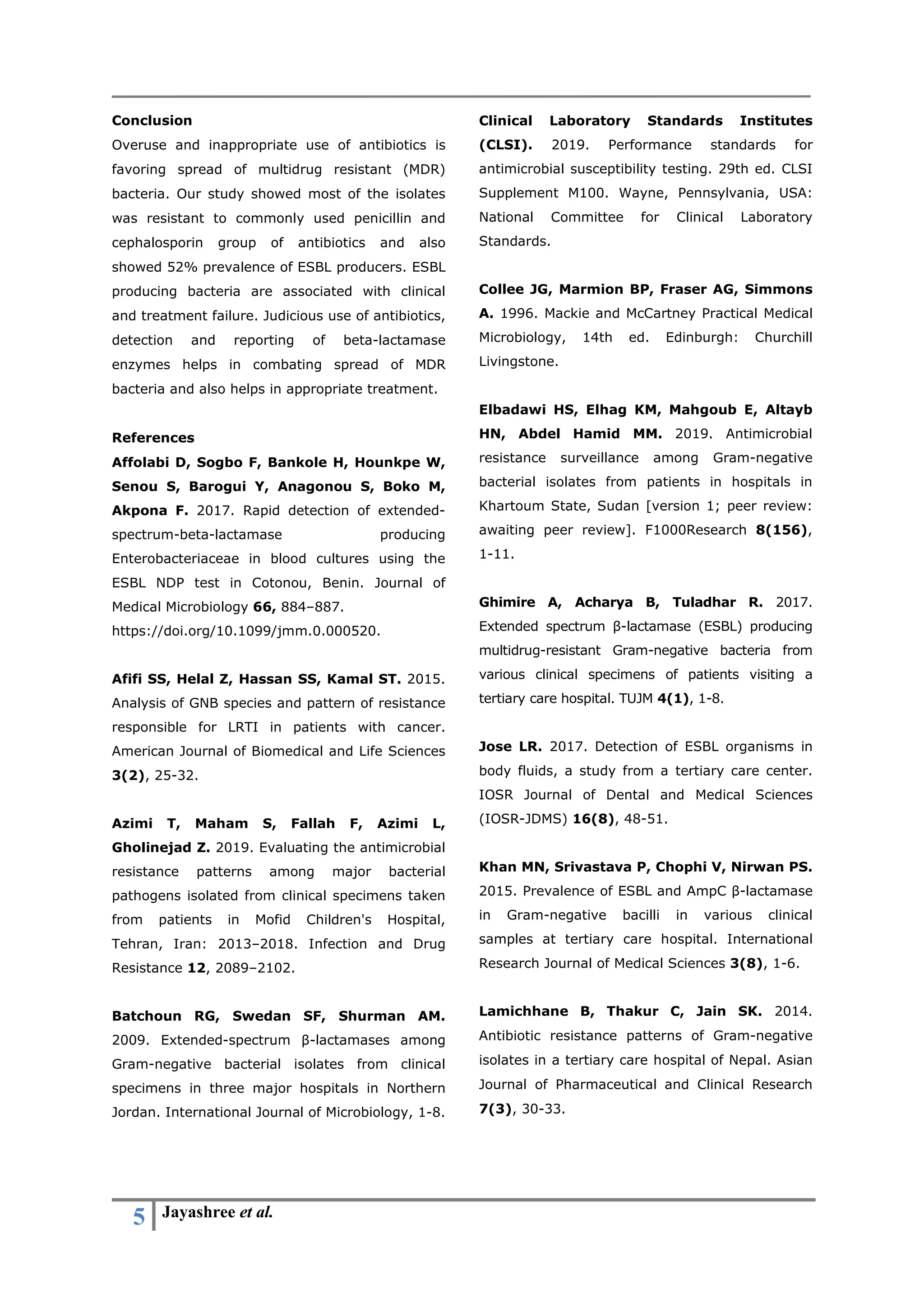 Detection of drug resistance pattern among Gram-negative isolates | PDF