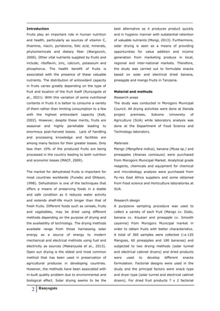 Formulation and quality assessment of snacks made from dried mango, pineapple and banana fruits ...