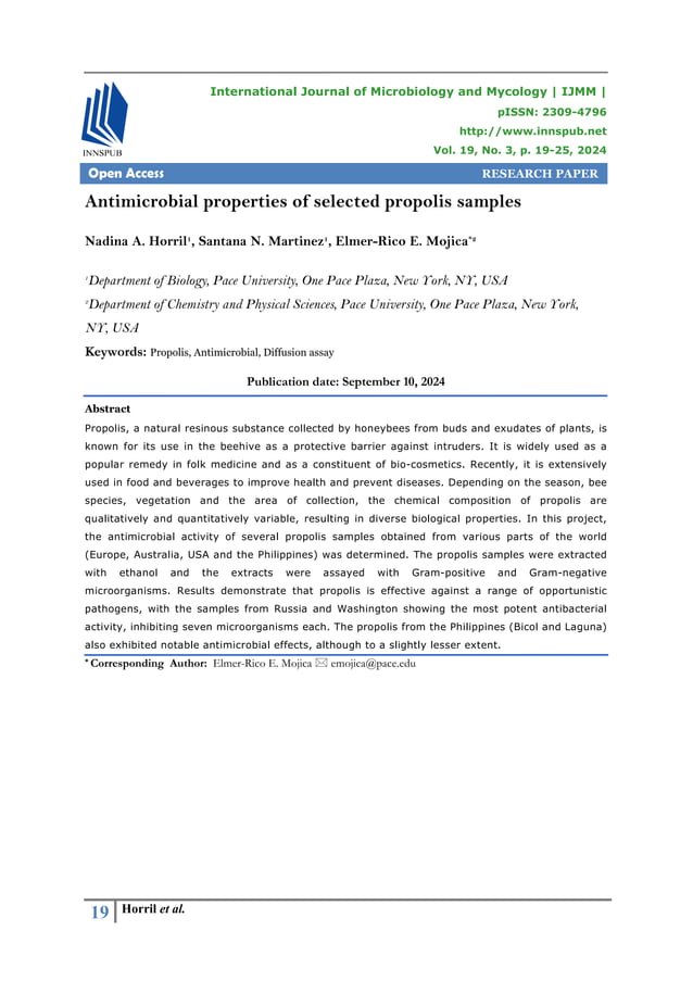 Antimicrobial properties of selected propolis samples | PDF