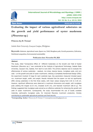 Evaluating the impact of various agricultural substrates on the growth ...