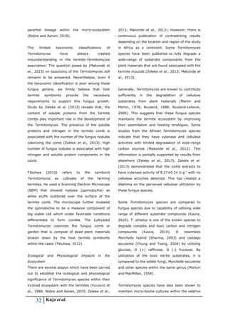 Diversity, properties and ecological significance of the genus Termitomyces associated with ...