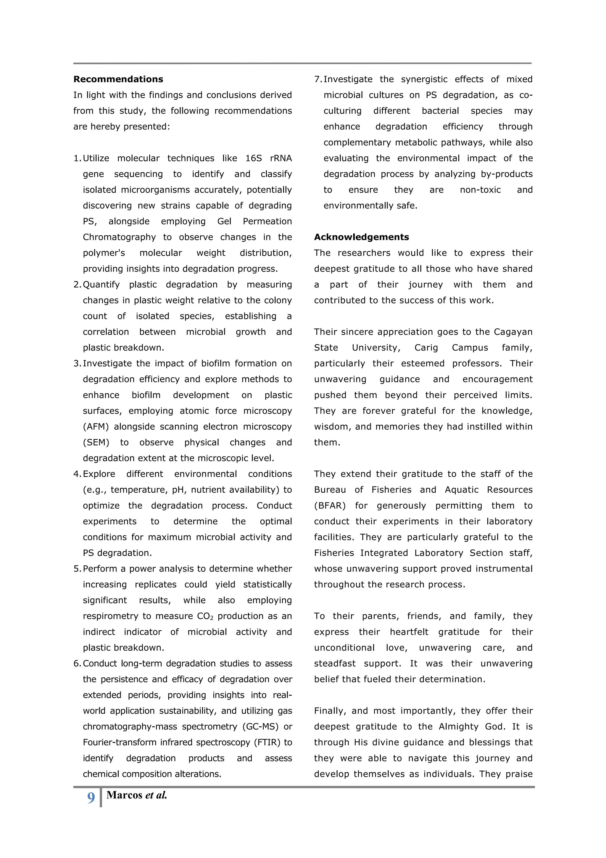 Biodegradation of polystyrene by bacteria isolated from talabang ...