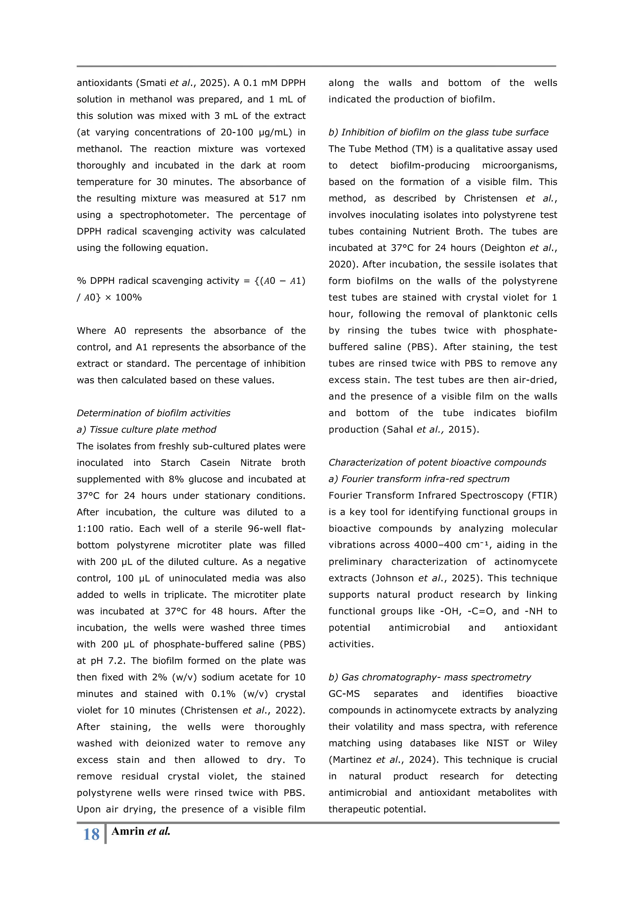 Purification and analysis of secondary metabolites from actinomycetes ...