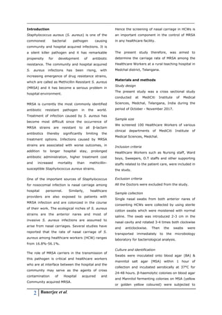 Screening for nasal carriage of methicillin resistant Staphylococcus ...