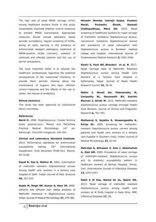 Screening for nasal carriage of methicillin resistant Staphylococcus ...