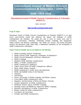 International Journal of Mobile Network Communications & Telematics (IJMNCT) | PDF