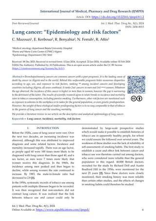 Lung cancer: “Epidemiology and risk factors” | PDF
