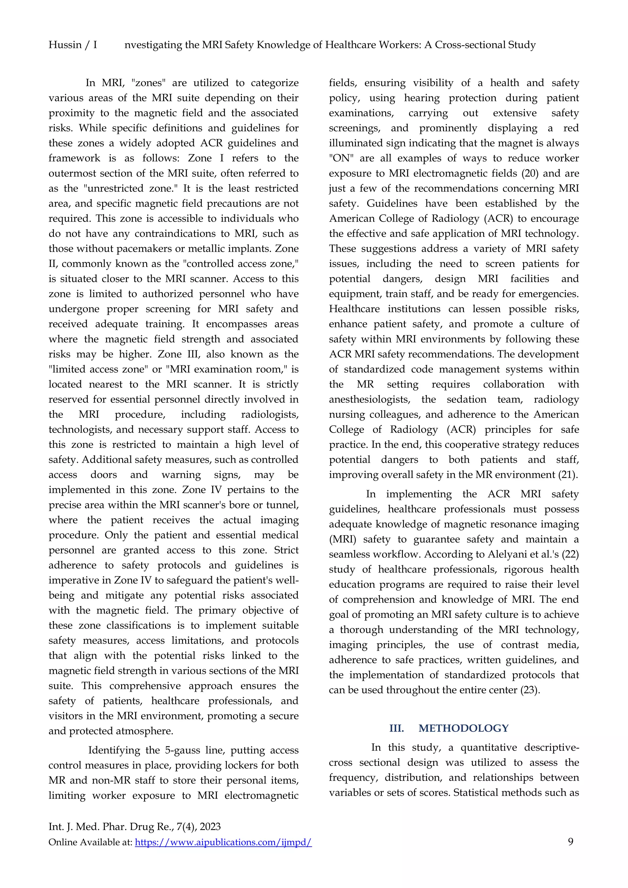 Investigating the MRI Safety Knowledge of Healthcare Workers: A Cross ...