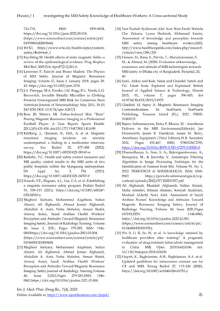 Investigating the MRI Safety Knowledge of Healthcare Workers: A Cross ...