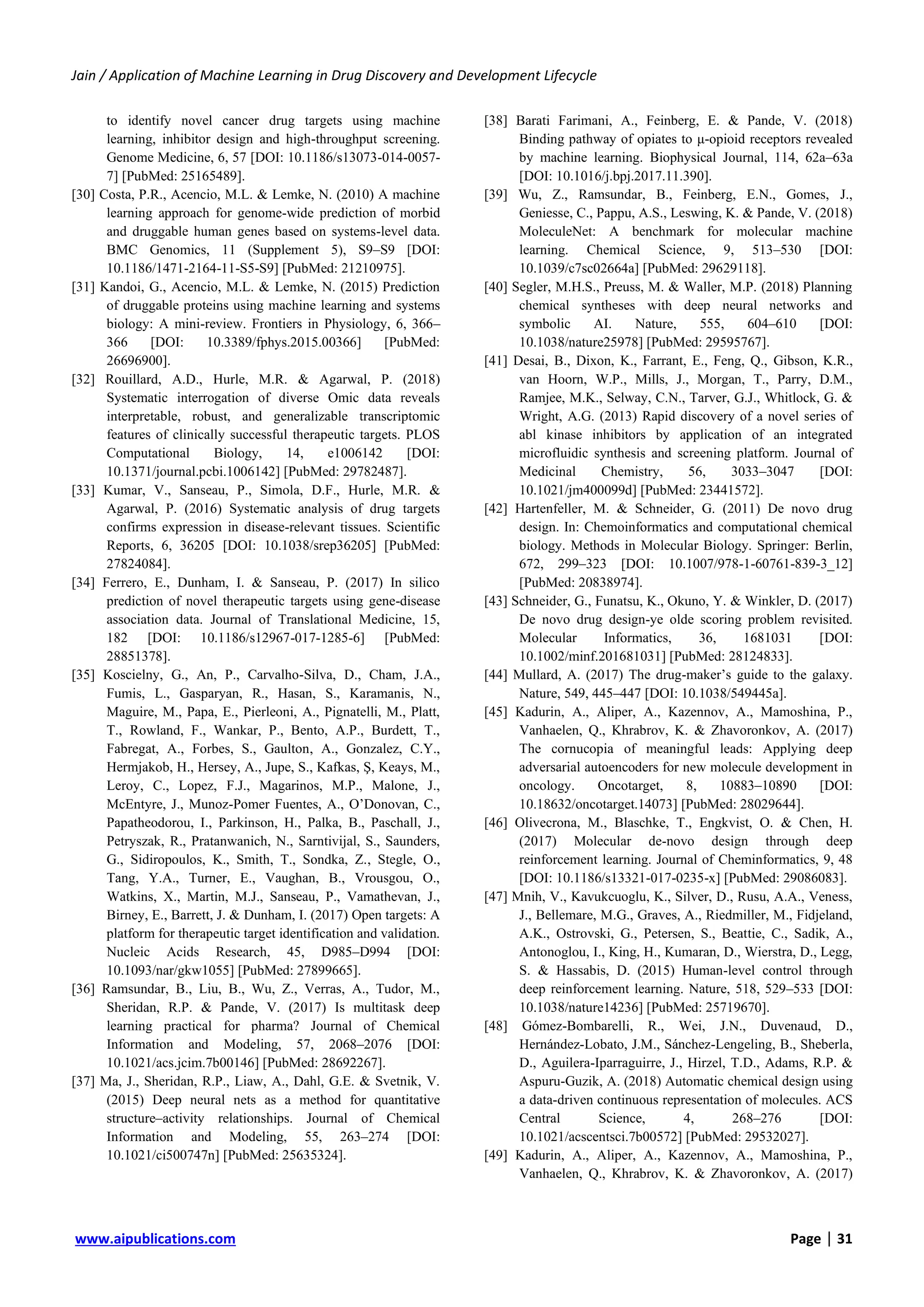 Application of Machine Learning in Drug Discovery and Development ...