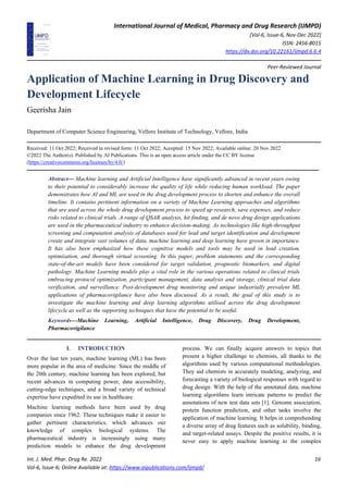 Application of Machine Learning in Drug Discovery and Development ...