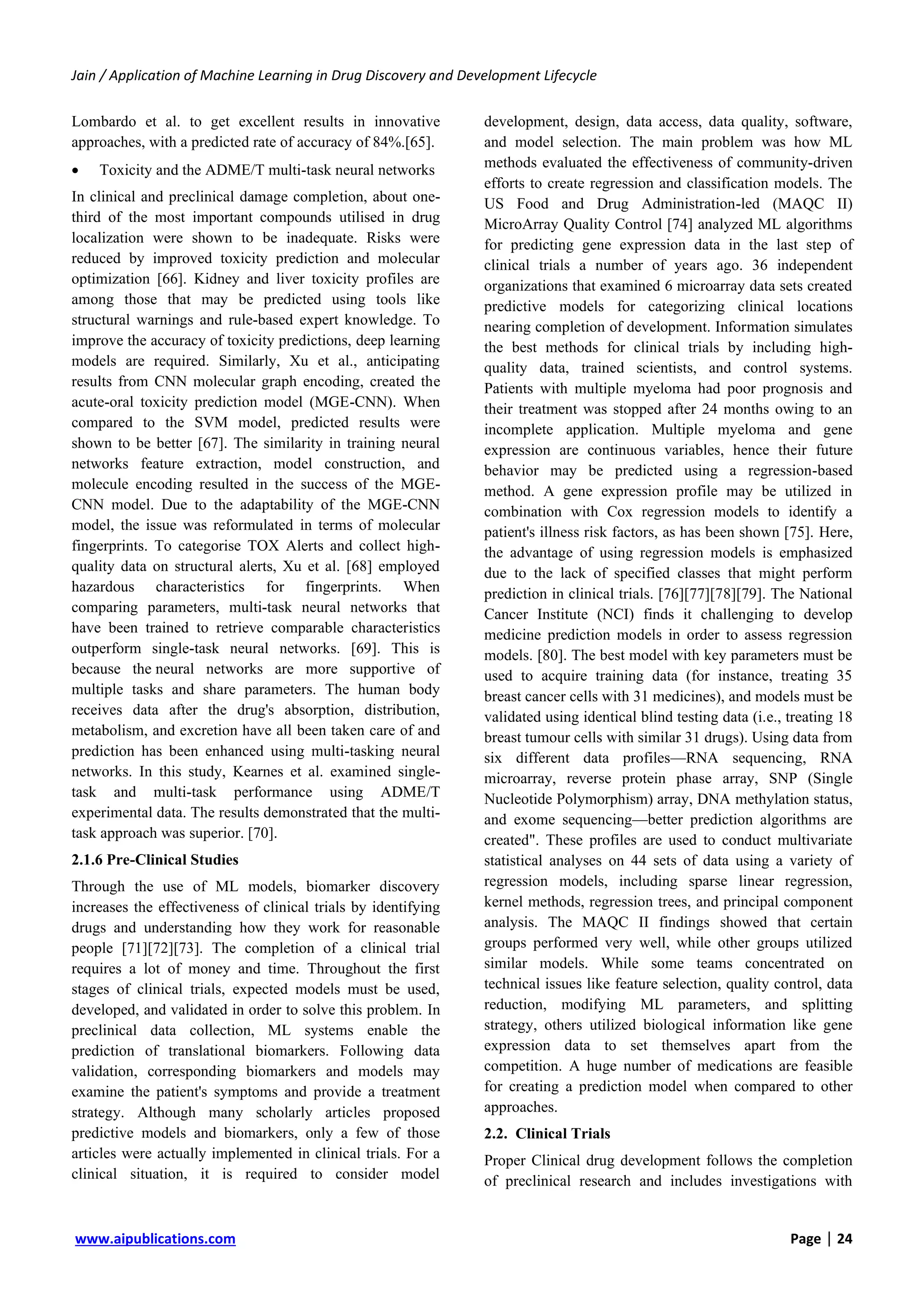 Application of Machine Learning in Drug Discovery and Development ...