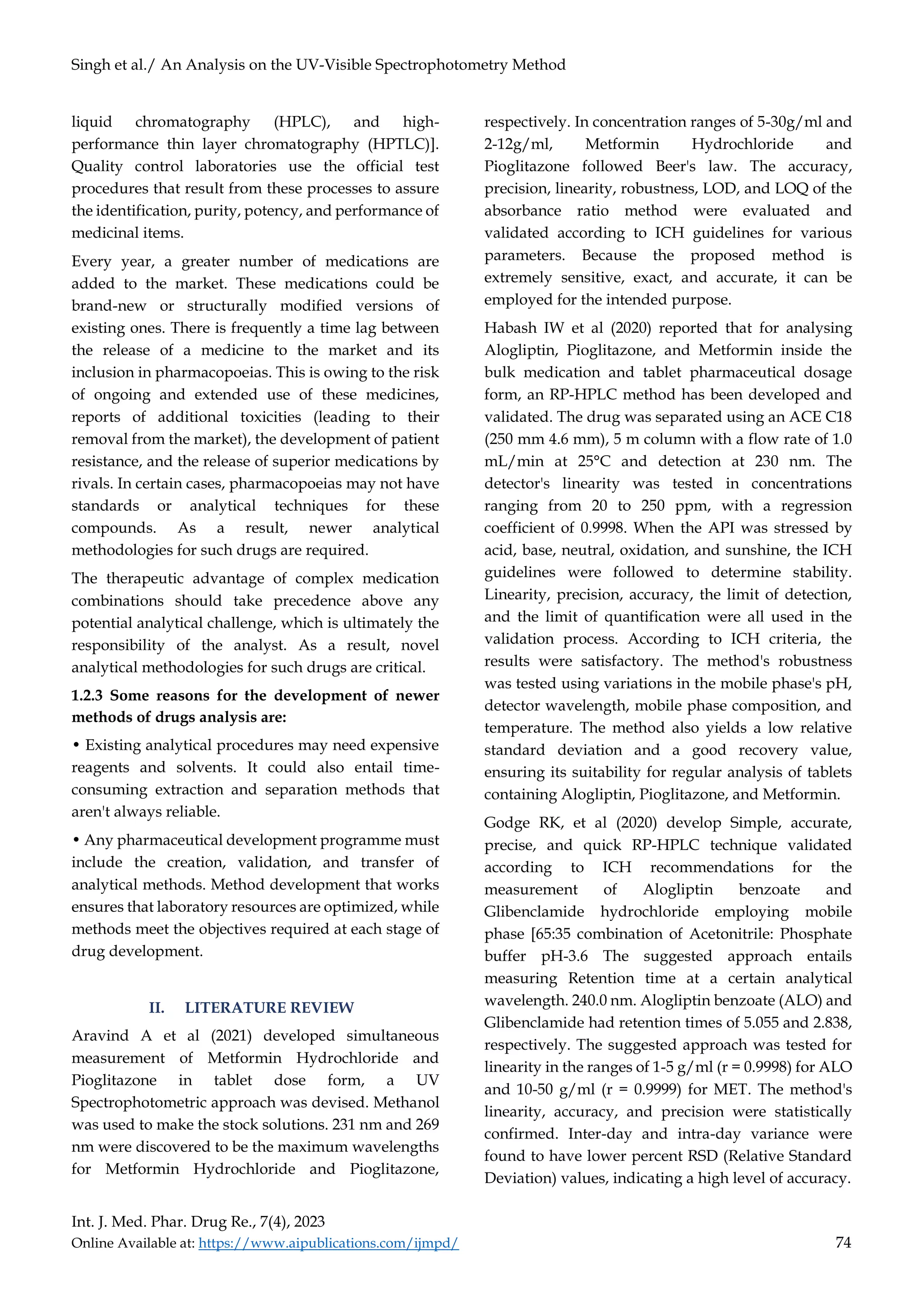 An Analysis on the UV-Visible Spectrophotometry Method | PDF