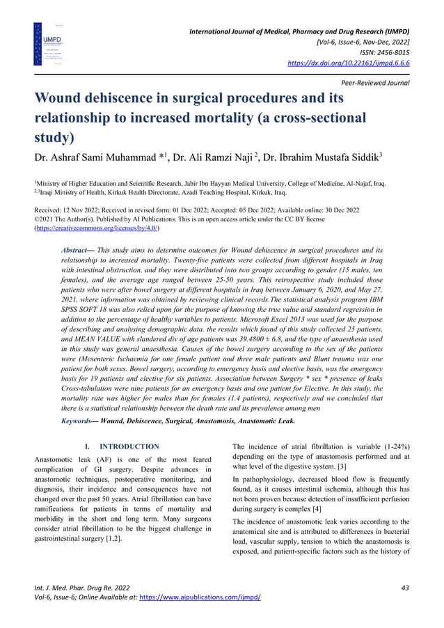 Wound dehiscence in surgical procedures and its relationship to ...