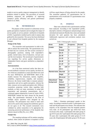 Private Hospitals’ Service Quality Dimensions: The impact of Service ...