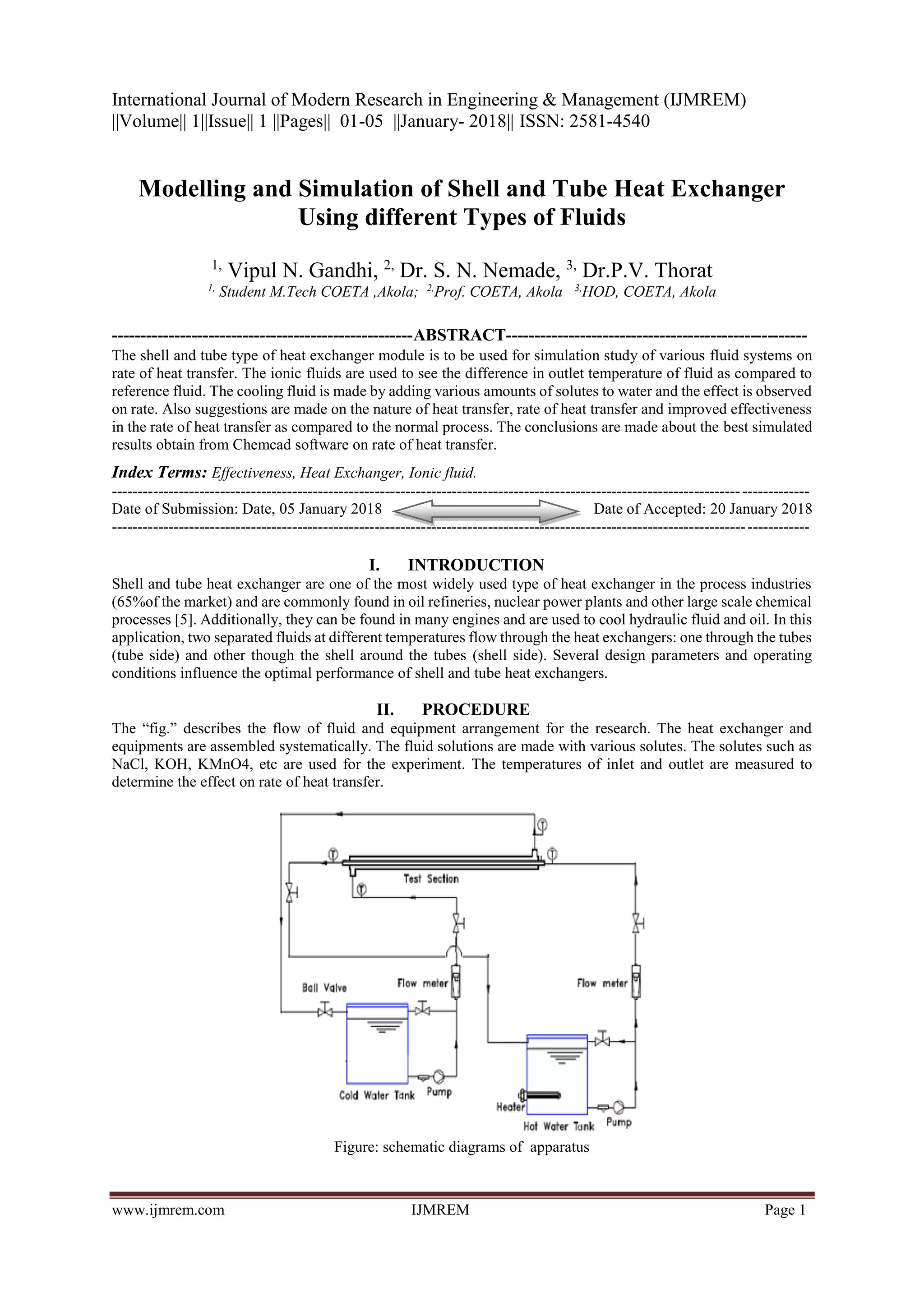 Modelling and Simulation of Shell and Tube Heat Exchanger Using ...