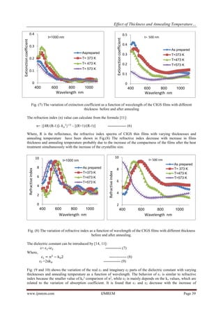 Effect of Thickness and Annealing Temperature on Optical Properties of CuIn1-xGaxSe2 (CIGS) Thin ...
