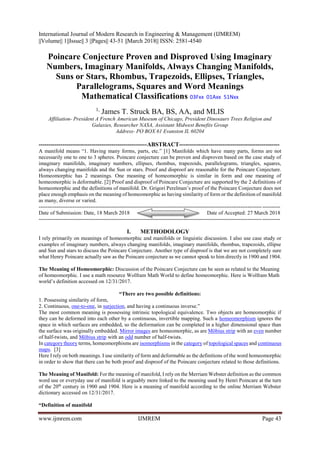 Poincare Conjecture Proven and Disproved Using Imaginary | PDF