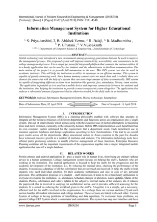 Information Management System for Higher Educational Institutions | PDF