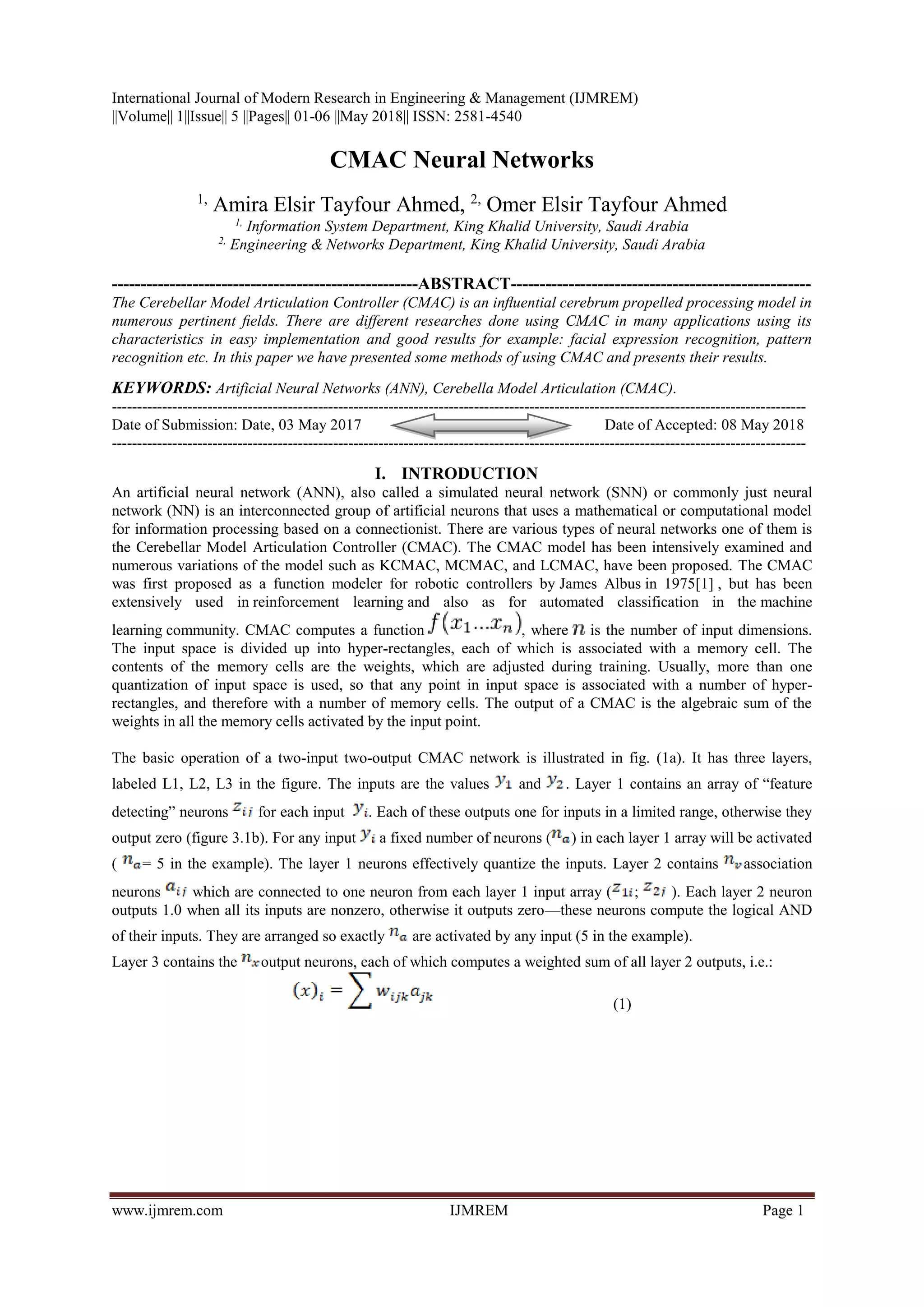 CMAC Neural Networks | PDF