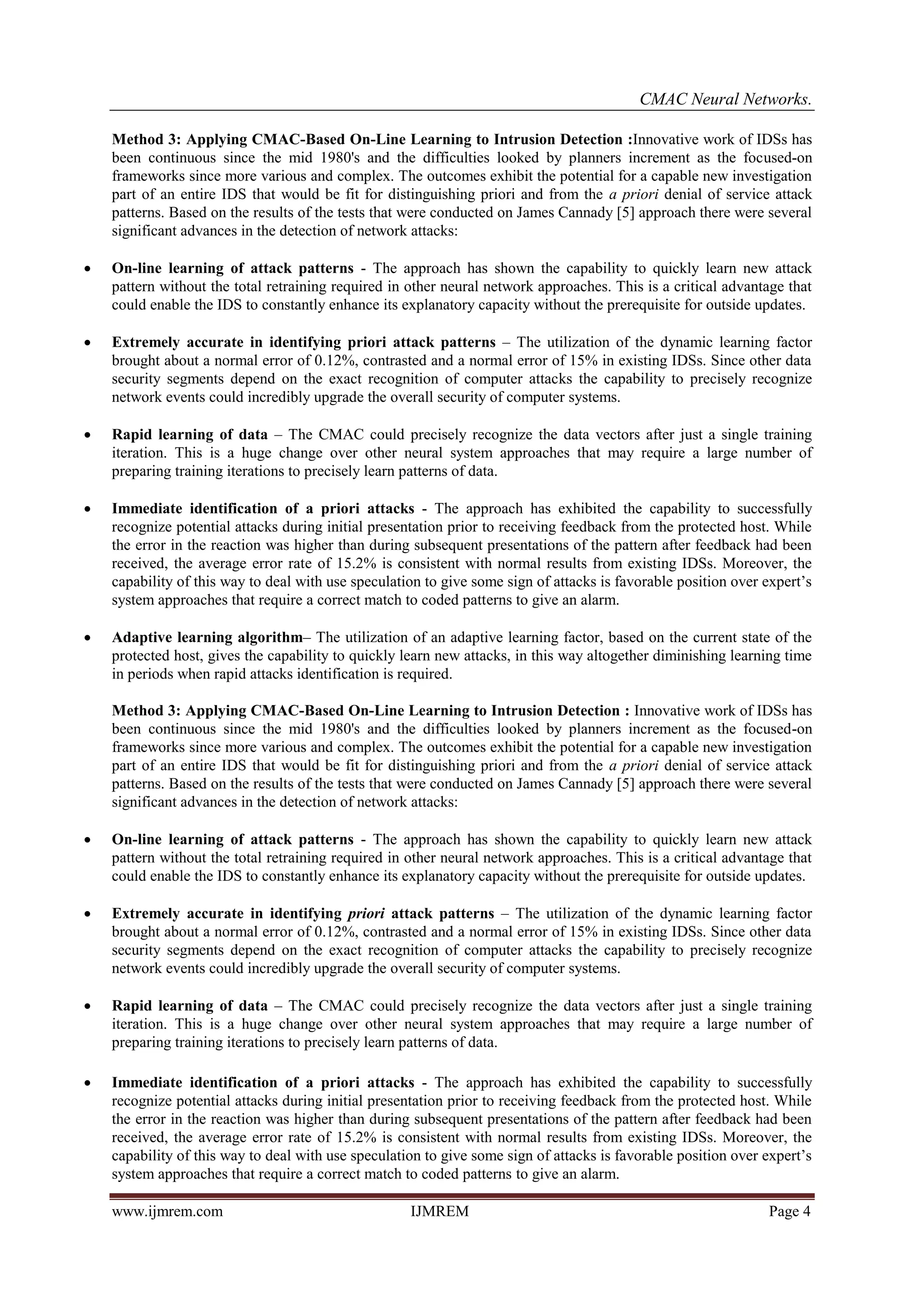 CMAC Neural Networks | PDF