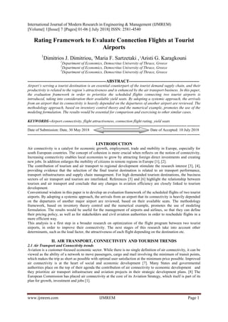 Rating Framework to Evaluate Connection Flights at Tourist Airports | PDF