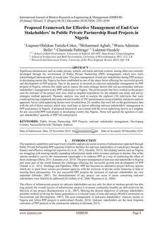 Proposed Framework for Effective Management of End-User Stakeholders ...