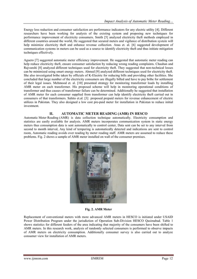 Impact Analysis of Automatic Meter Reading (AMR) Meters | PDF