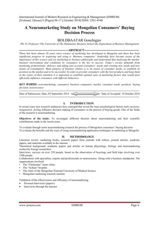 A Neuromarketing Study on Mongolian Consumers’ Buying Decision Process | PDF