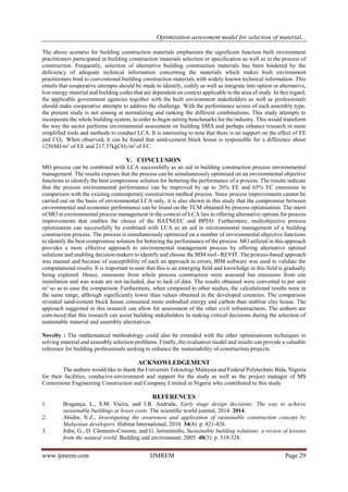 Optimisation assessment model for selection of material and assembly ...