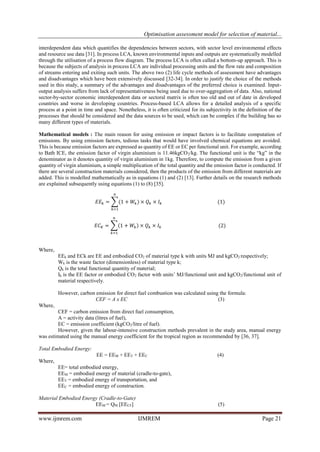 Optimisation assessment model for selection of material and assembly ...