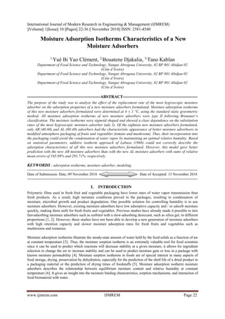 Moisture Adsorption Isotherms Characteristics of a New Moisture Adsorbers | PDF | Chemistry ...