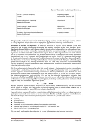 Reverse Innovation in Ayurveda: Lessons to Learn | PDF