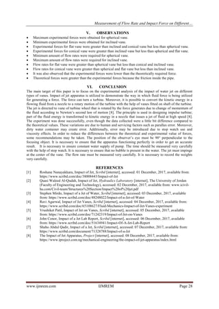 Measurement of Flow Rate and Impact Force on Different Vanes through ...