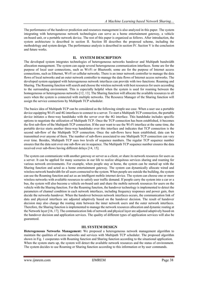 A Machine Learning based Network Sharing System Design with MPTCP | PDF | Computer Networking ...